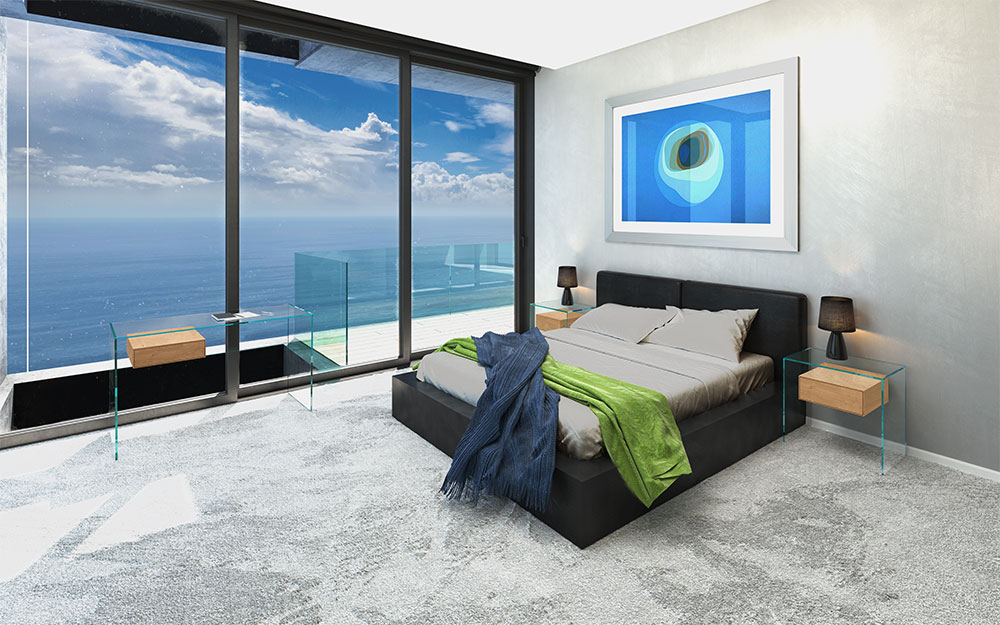Bedroom with desk and tv store